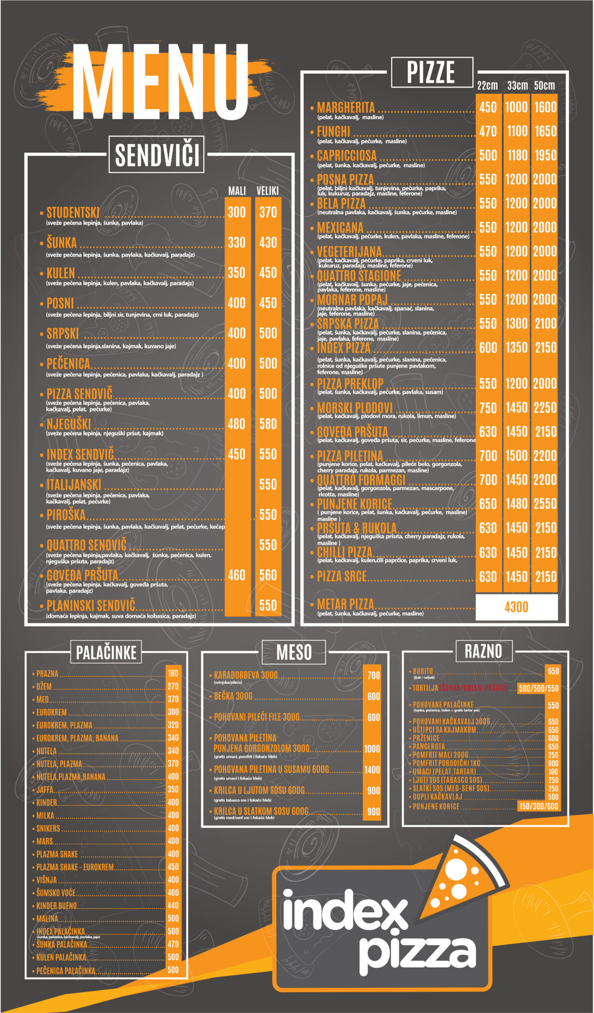 MENI – Index Pizza